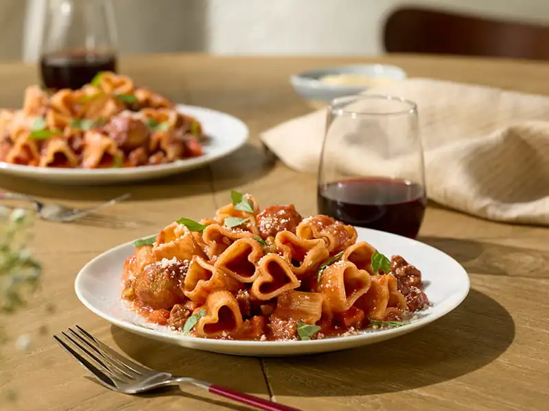 Heart Pasta With Bolognese And Meatballs Barilla