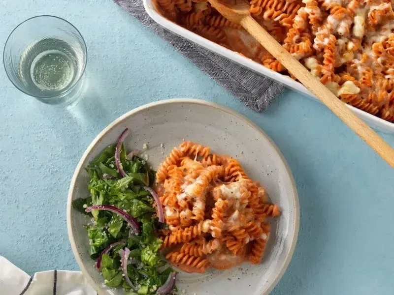 Red Lentil Rotini Baked Pasta with Creamy Cheese Recipe | Barilla