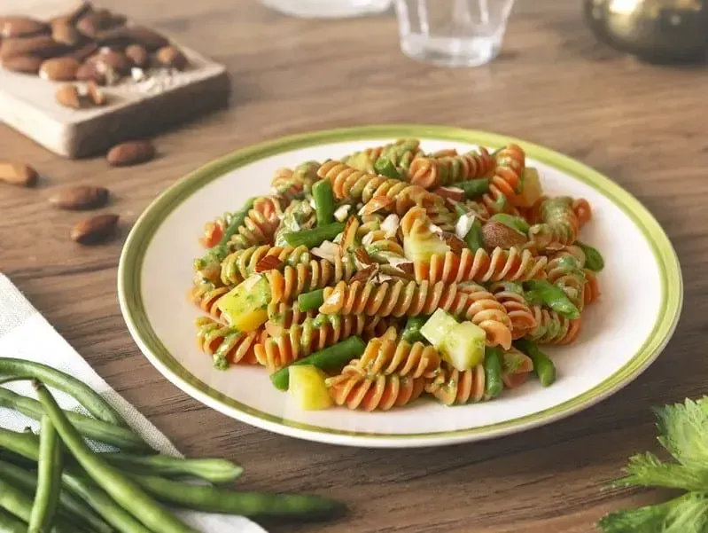 Red Lentil Rotini with Genovese Pesto, Green Beans & Toasted Almonds ...