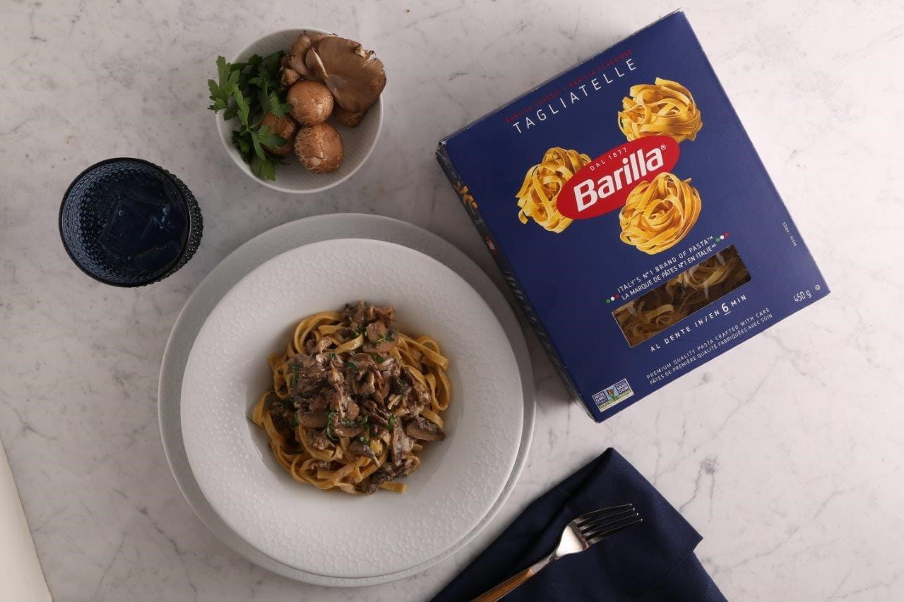 Pâtes tagliatelle Barilla avec sauce crémeuse aux champignons | Barilla ...