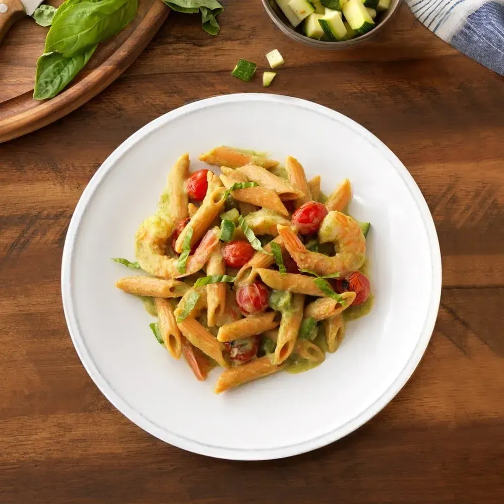 Red Lentil Penne Pasta with Shrimp & Creamy Zucchini Sauce Recipe | Barilla