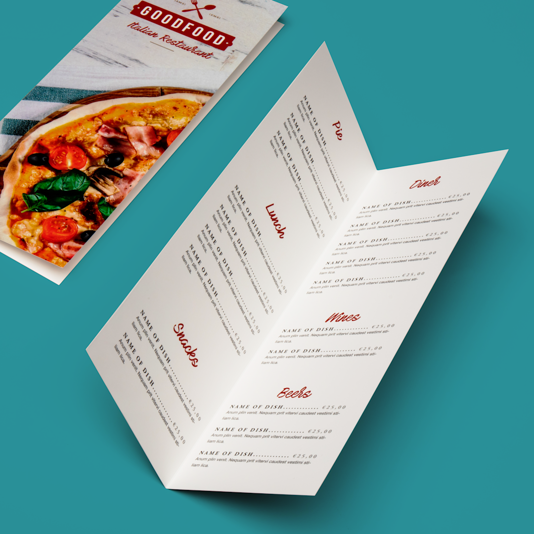 Menukaarten A4 drukken | Drukwerkdeal.nl