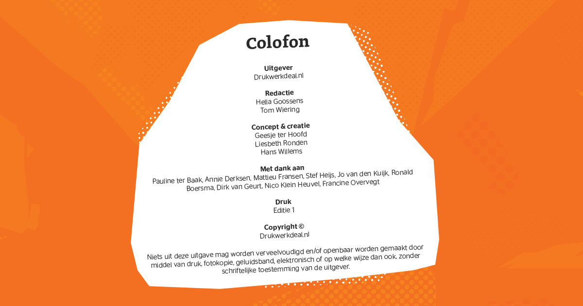 Colofon betekenis | Drukwerkdeal