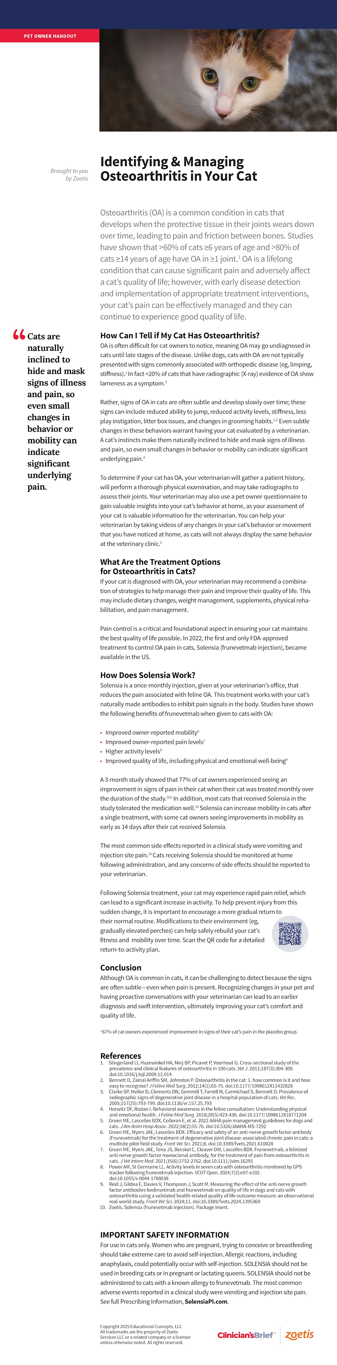 Pet Owner Handout: Identifying & Managing Osteoarthritis in Your Cat