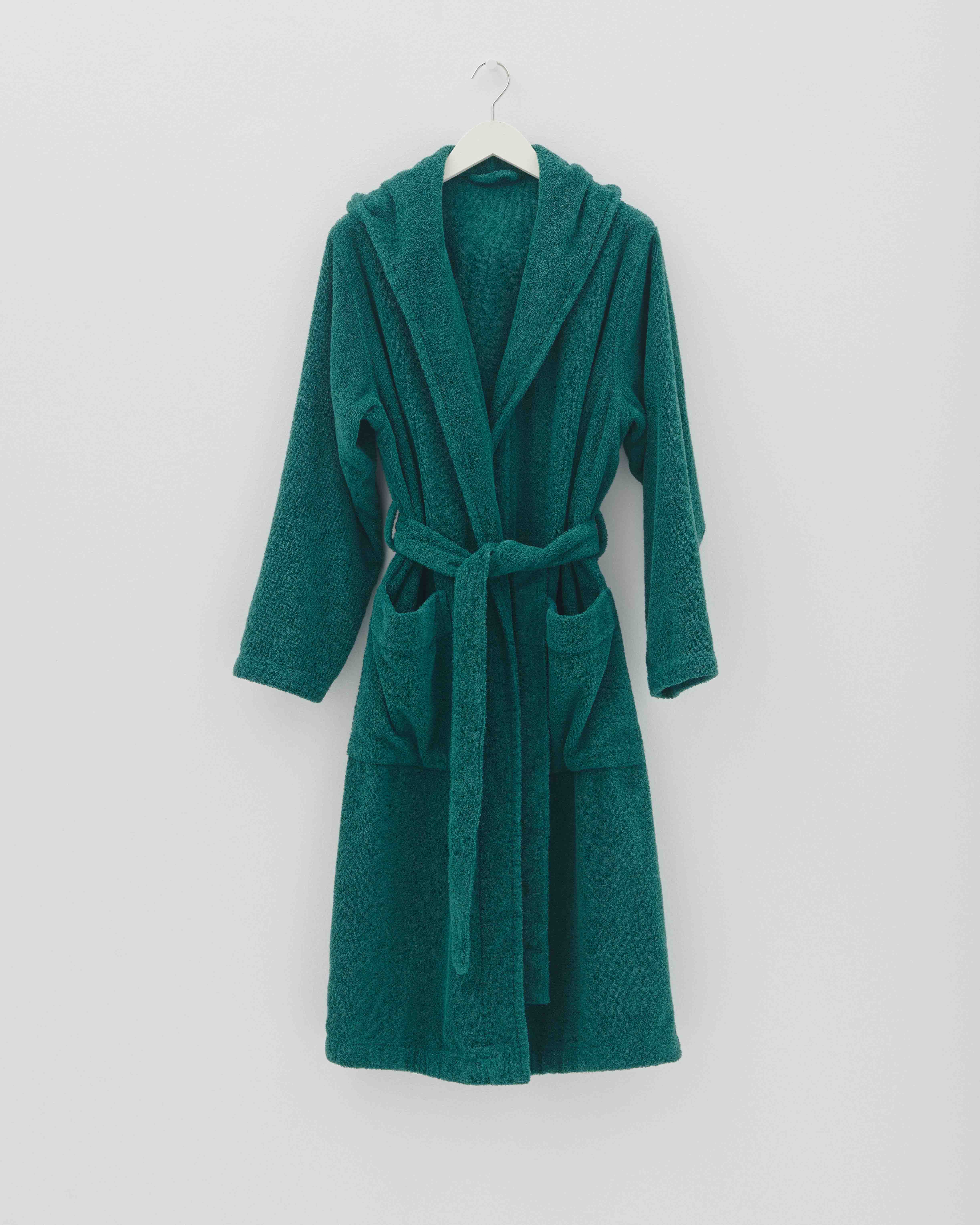 Hooded Bathrobe - Solid - Teal Green | Tekla Fabrics