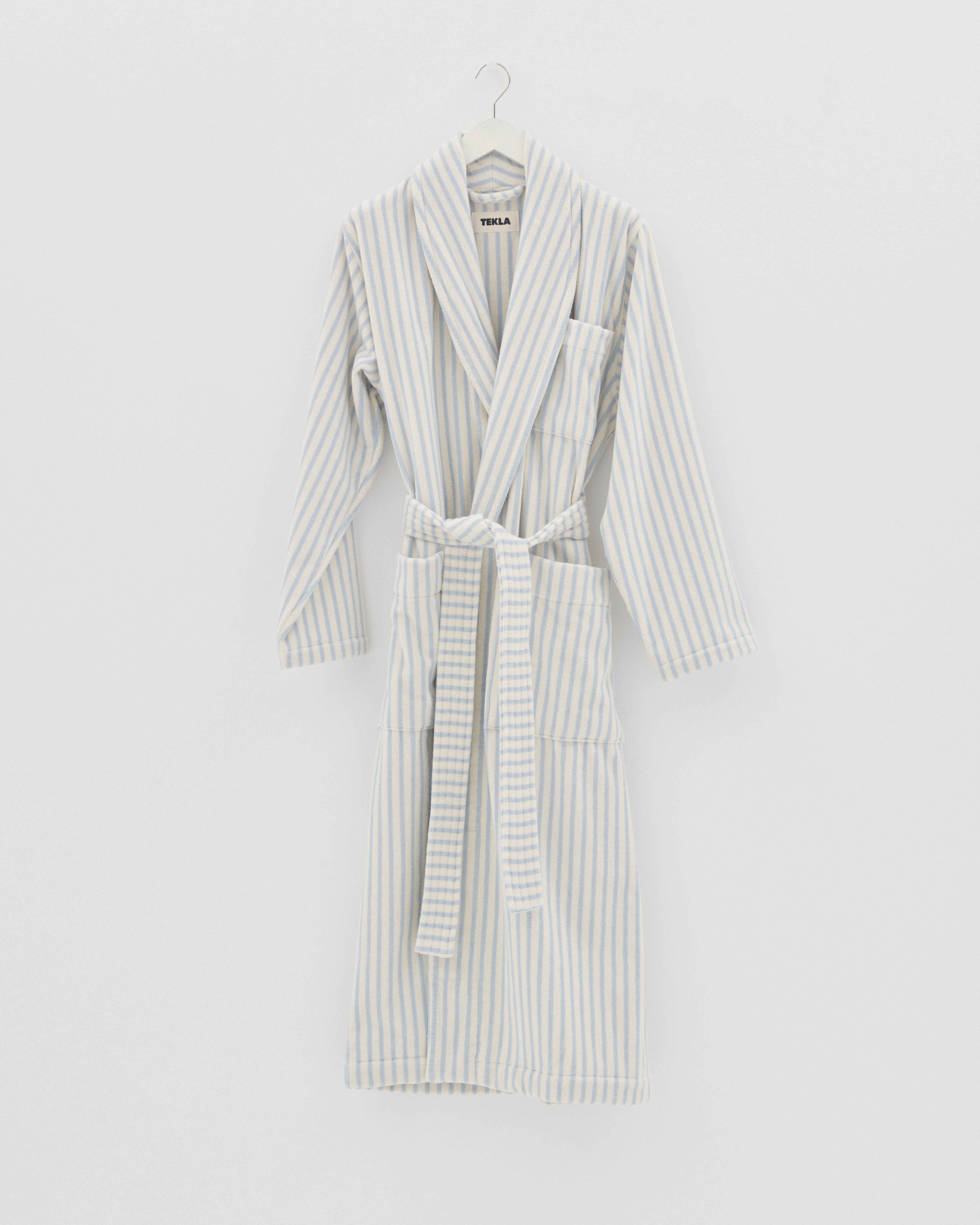 Classic Bathrobe - Striped - Soft Blue Stripes | Tekla Fabrics