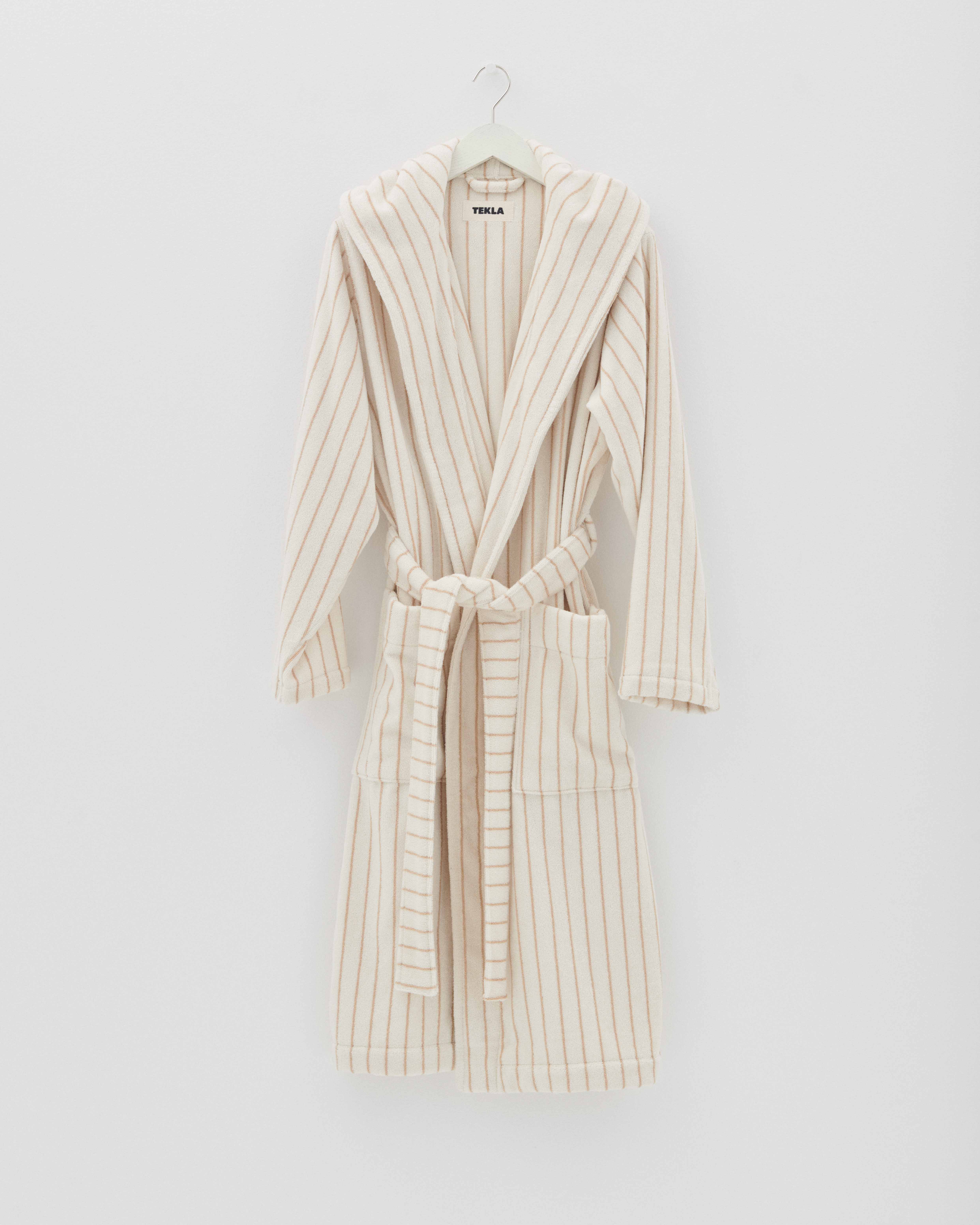 Hooded Bathrobe - Striped - Sienna Stripes | Tekla Fabrics