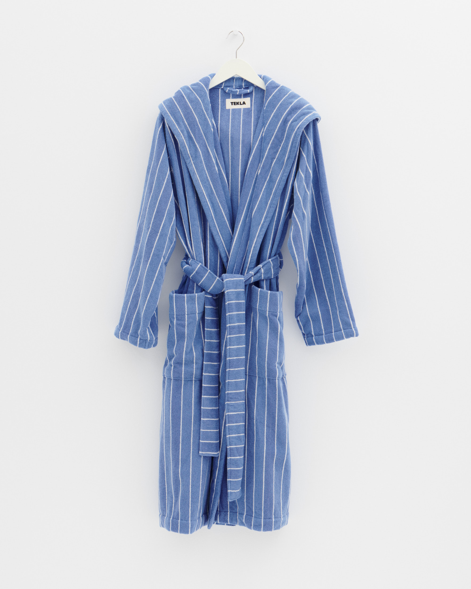 Hooded Bathrobe - Striped - Marseille | Tekla Fabrics