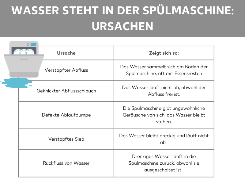 Wasser steht in der Spülmaschine: Ursachen und Lösungen