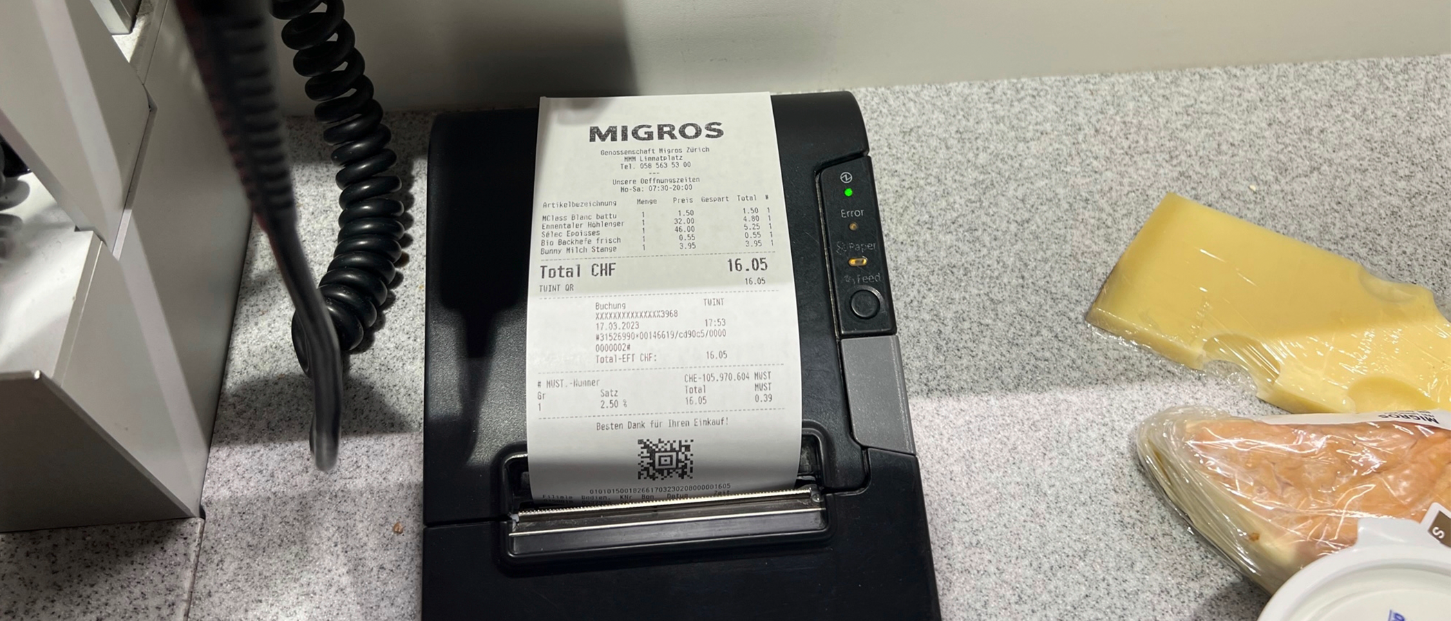 Receipt on request • Migros