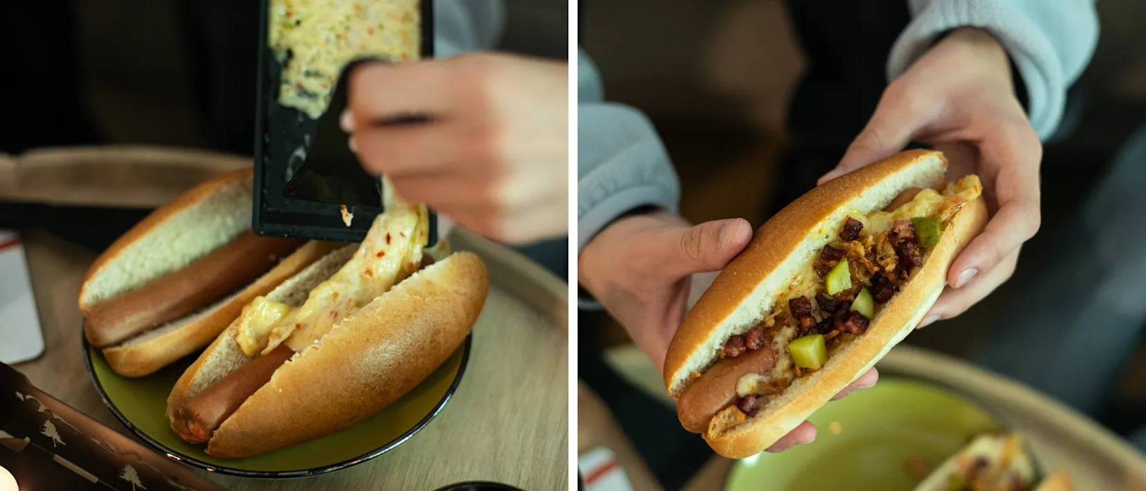 Migros Luzern: Hotdog mit Raclette-Käse • Migros