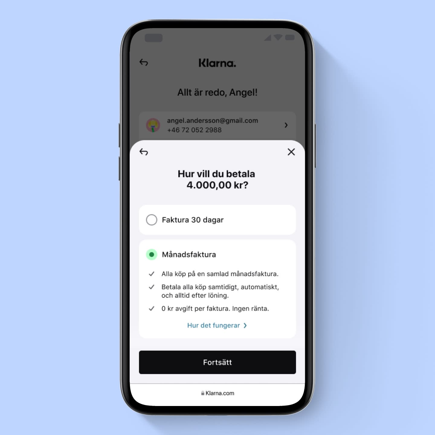Månadsfaktura | Klarna Sverige