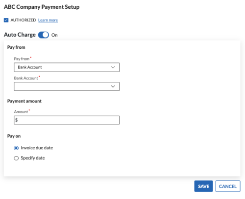 Manage Auto Charge for a customer