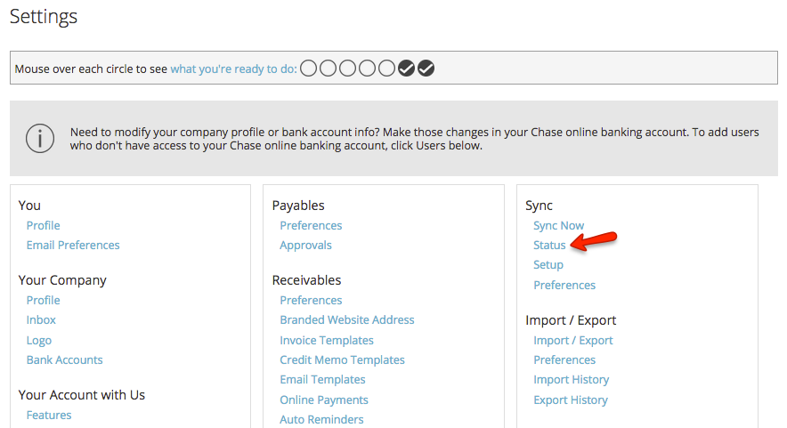 Sync Status – Cashflow360