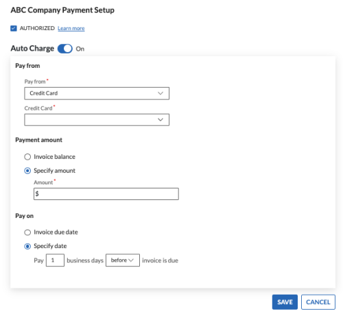 Manage Auto Charge for a customer