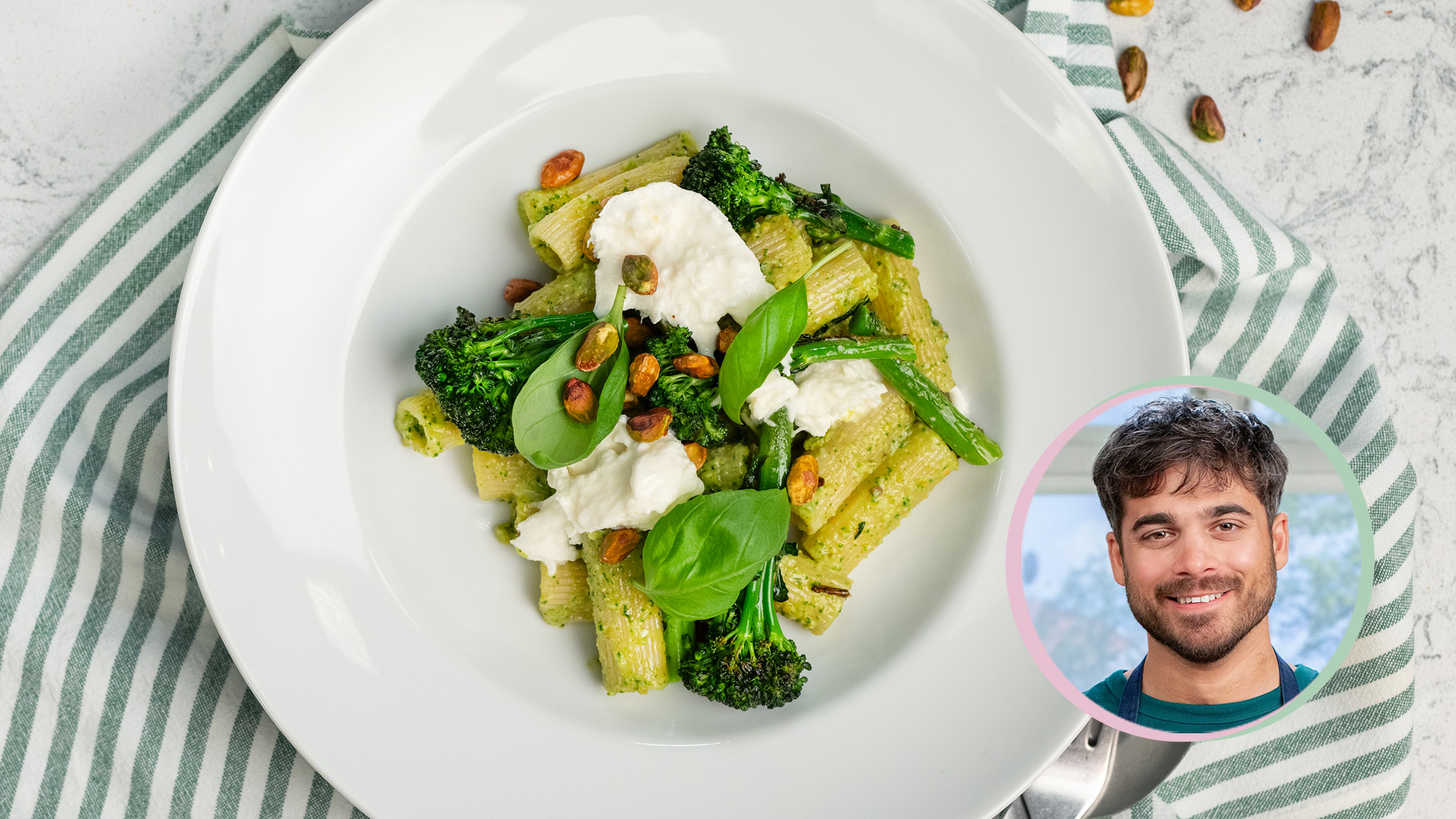 Dante Zias pasta med pesto på pistagenötter