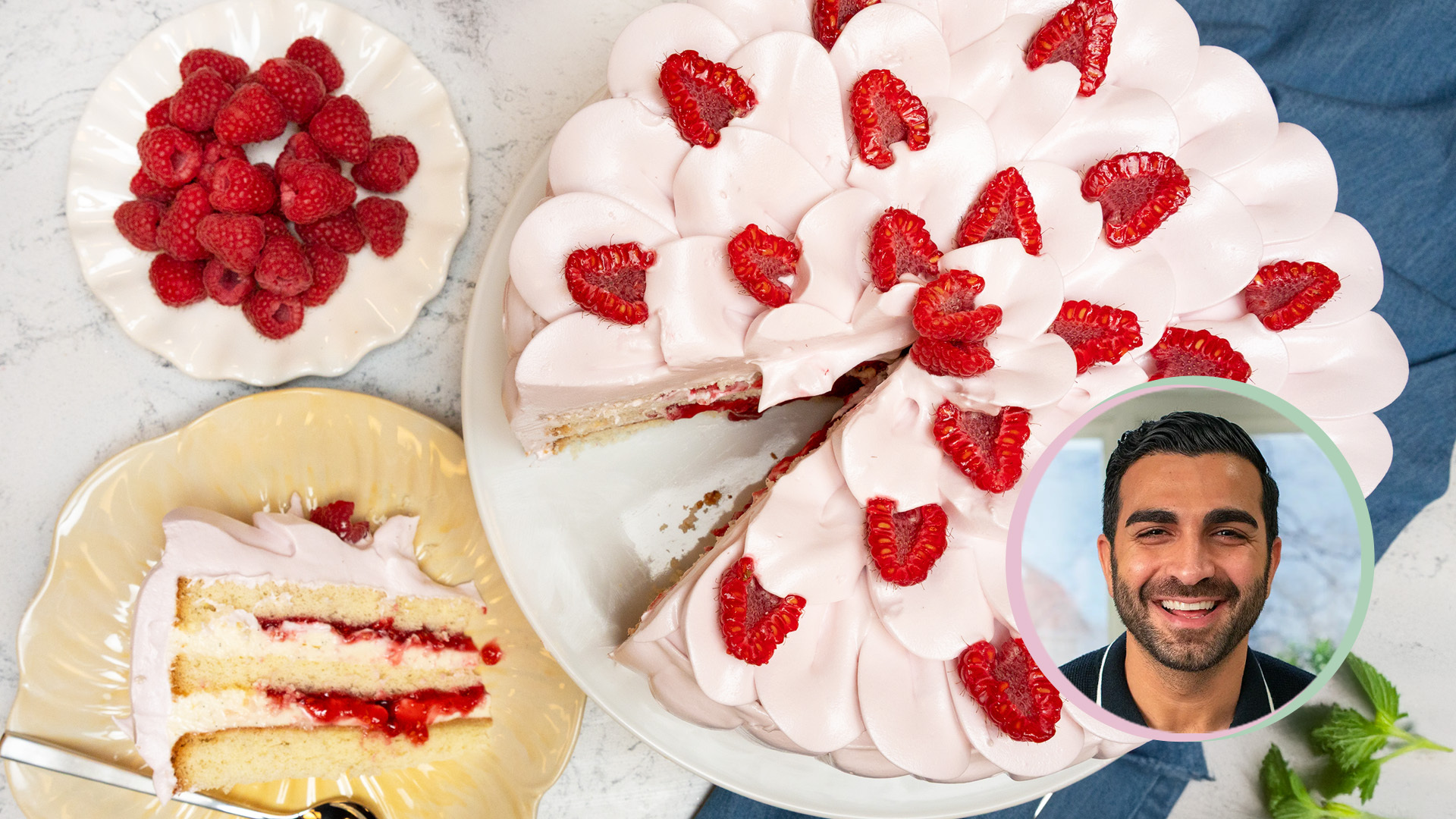 Roy Fares hallontårta med vispad mascarpone