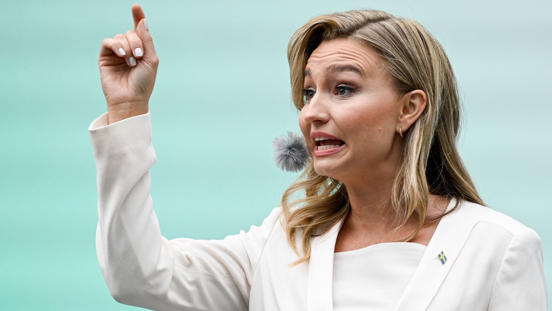 Kristdemokraternas Ebba Busch håller tal i Almedalen 2023