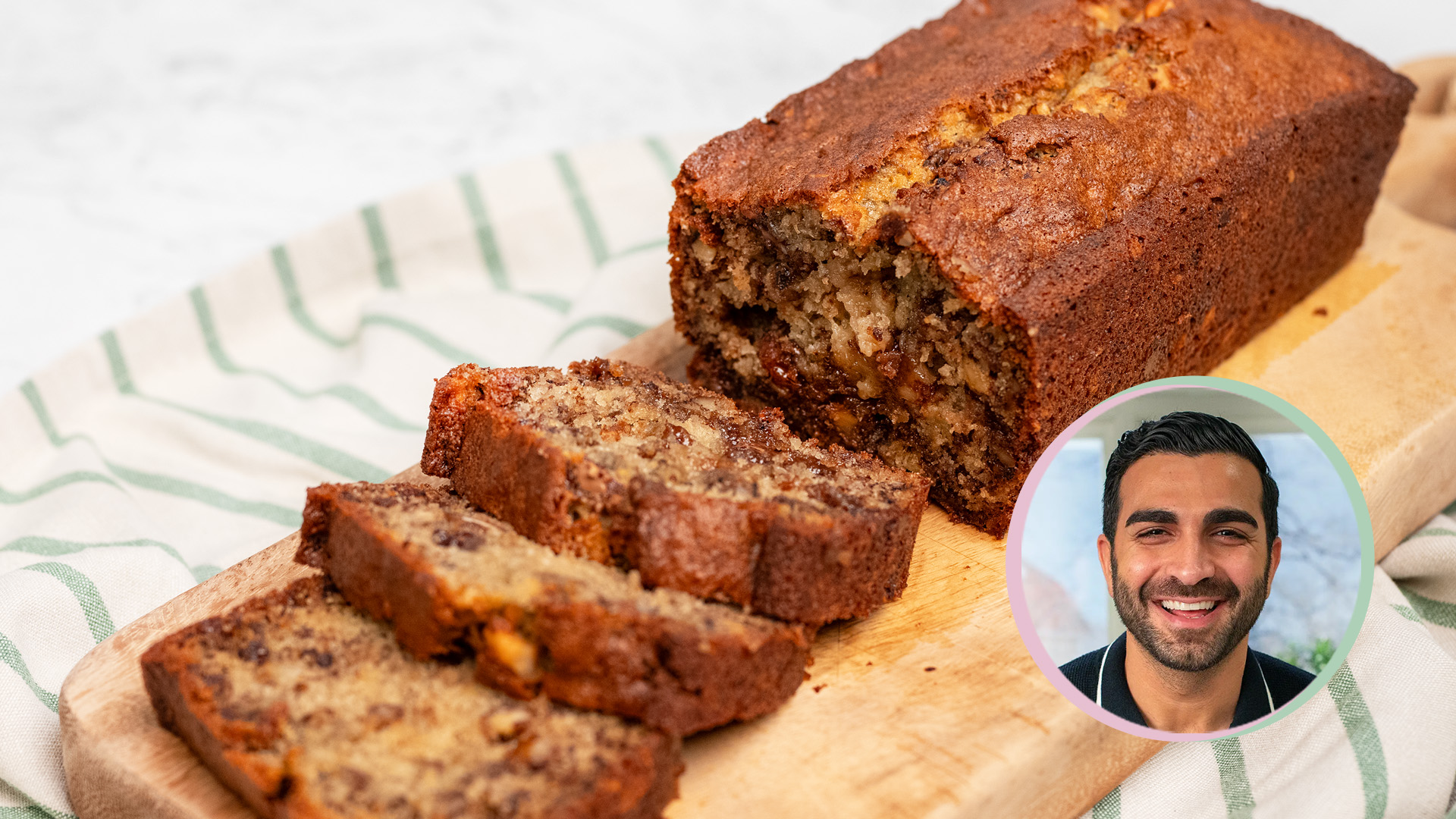 Roy Fares banana bread med choklad och nötter