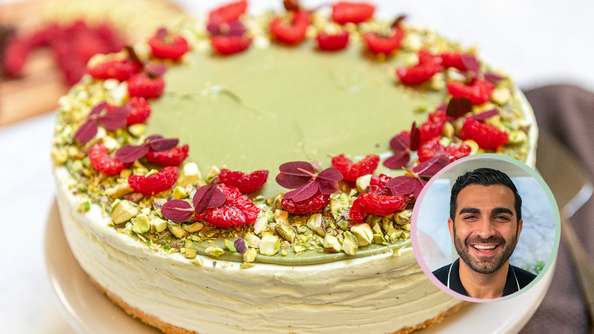Roy Fares pistage- och halloncheesecake