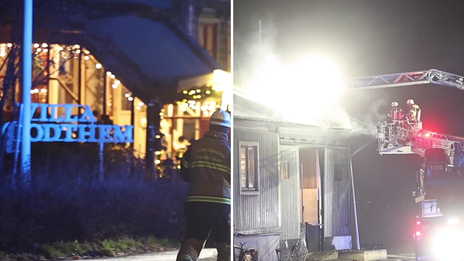 Brand på Villa Godthem i natt