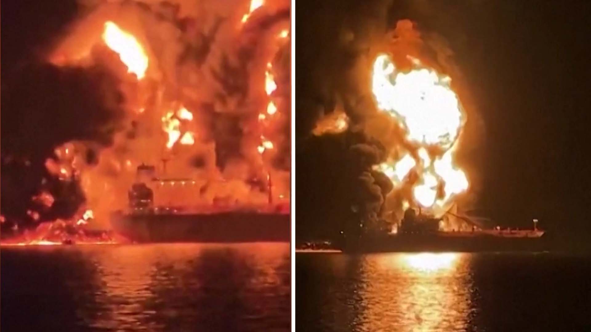 Fartyg i brand i Persiska viken – minst en död