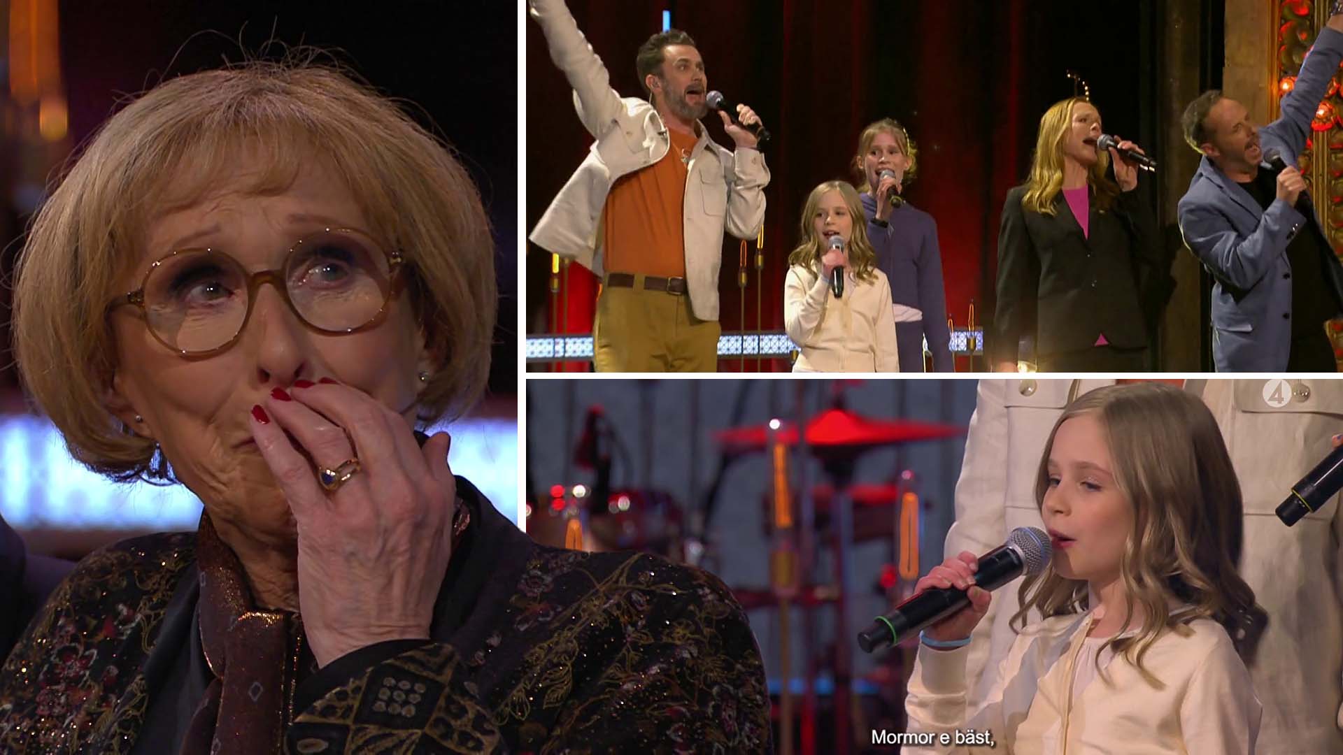 Här överraskas Eva Rydberg av barn och barnbarn i Vilket liv