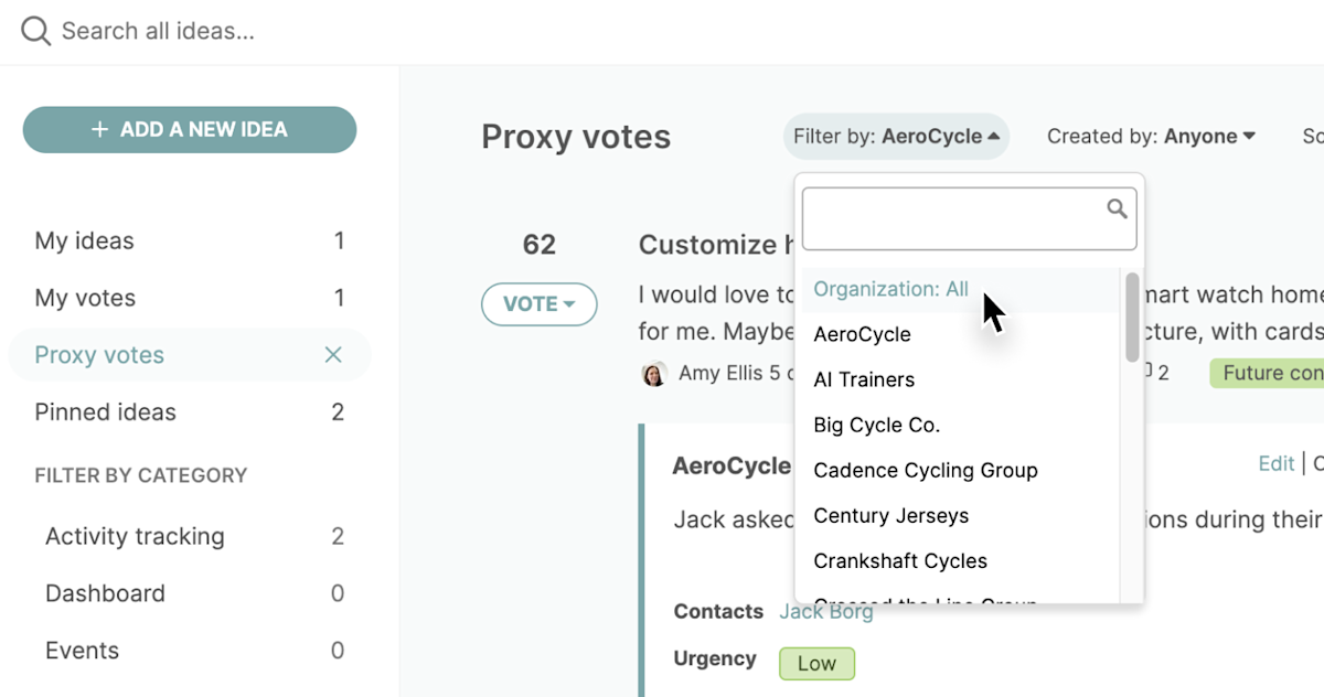Greater Proxy Voting Visibility on Ideas | Aha! software