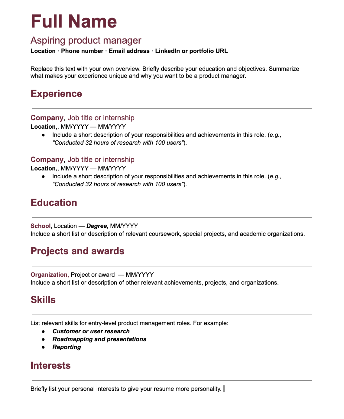Free Product Manager Resume Templates [Updated for 2022] | Aha! software