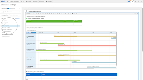 Create and Share Your Own Note Templates | Aha! software