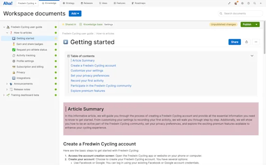 Aha! Knowledge — Centralize product information