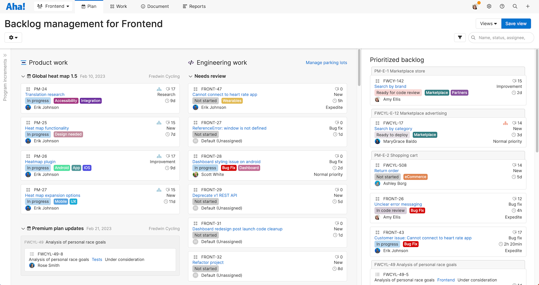 Aha! Develop Tour - Roadmaps | Aha! software