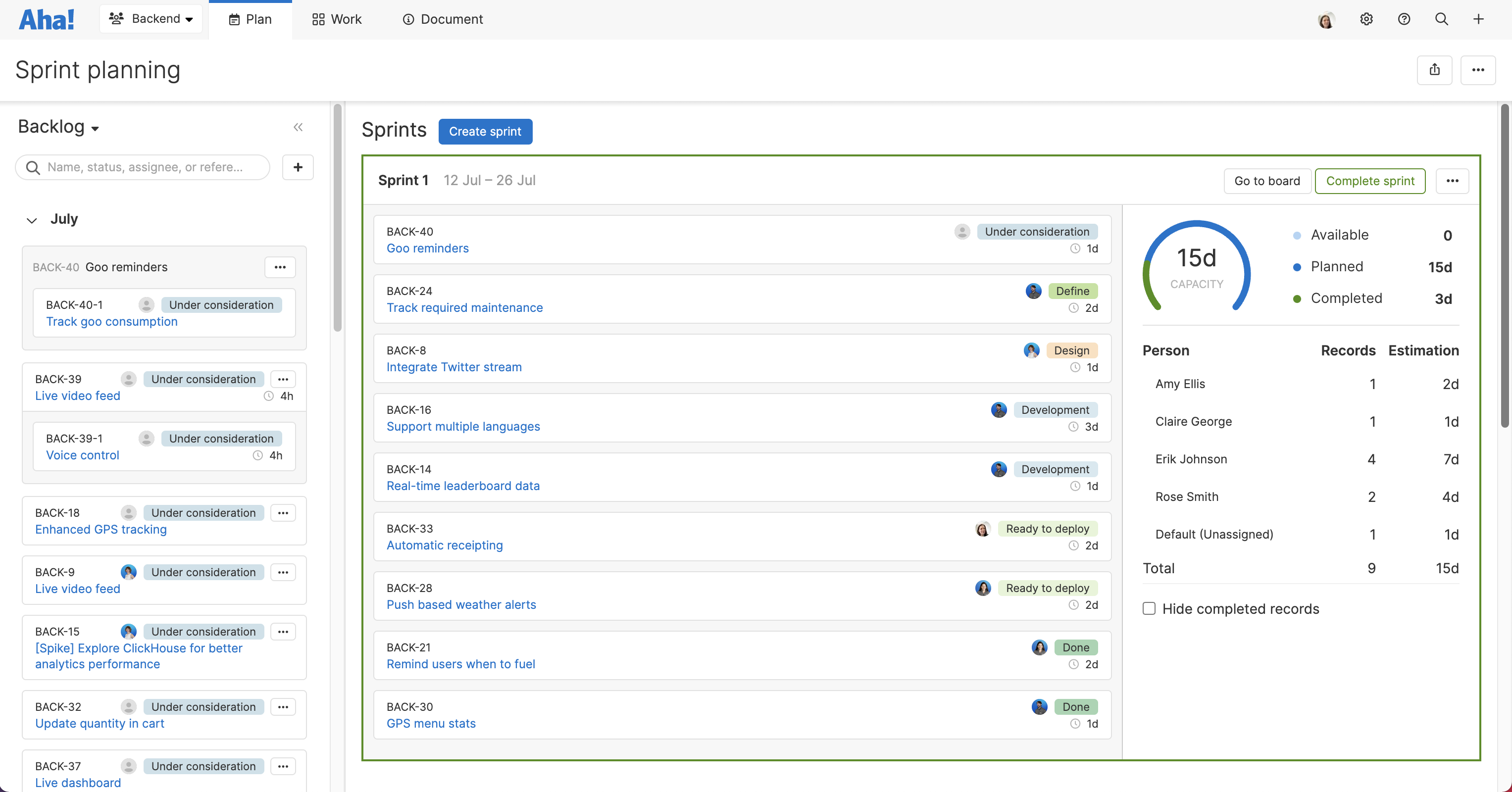Estimate Work in Aha! Develop Using Time or Points | Aha! software