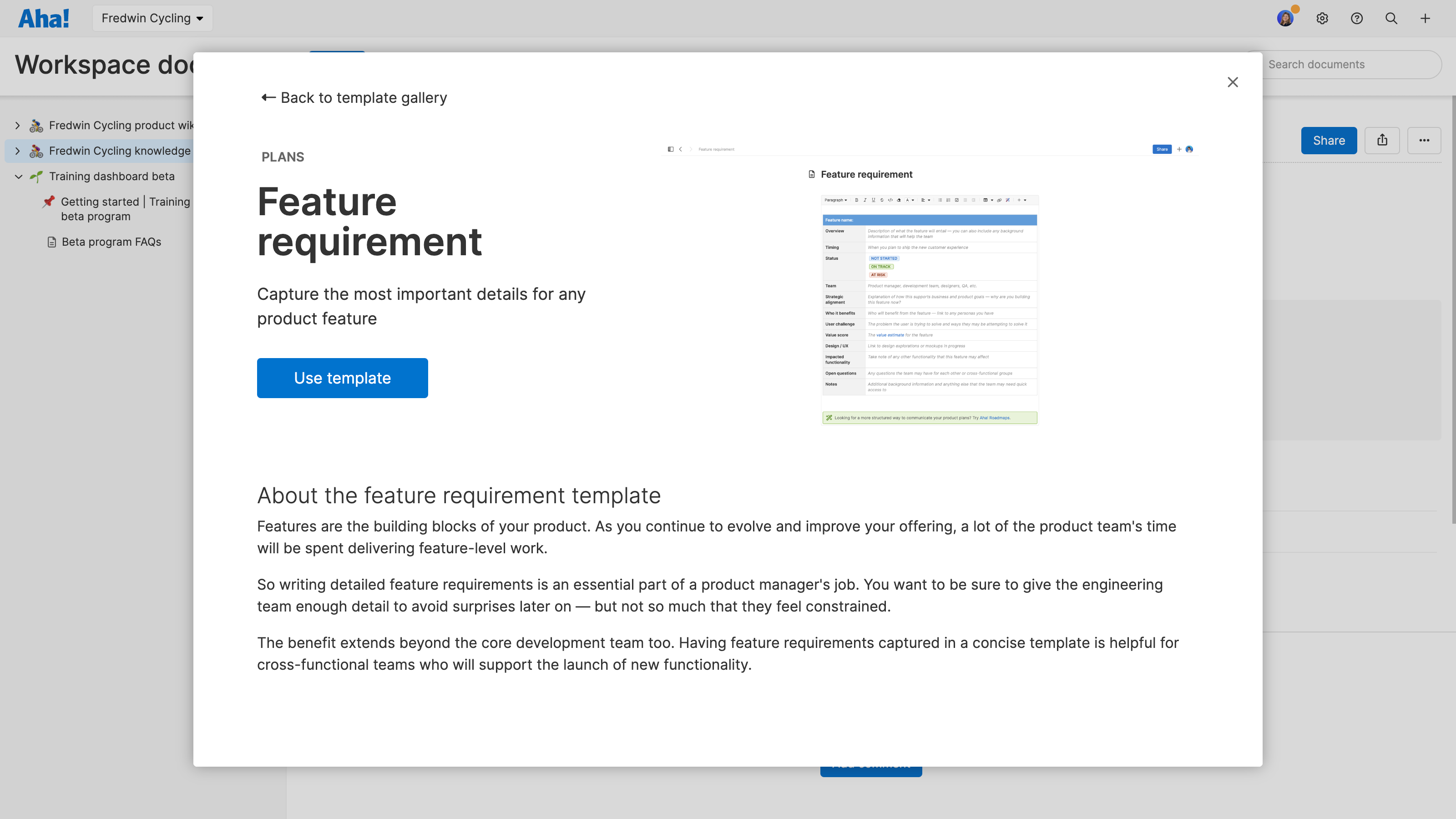 Aha! Knowledge Templates — Establish Best Practices