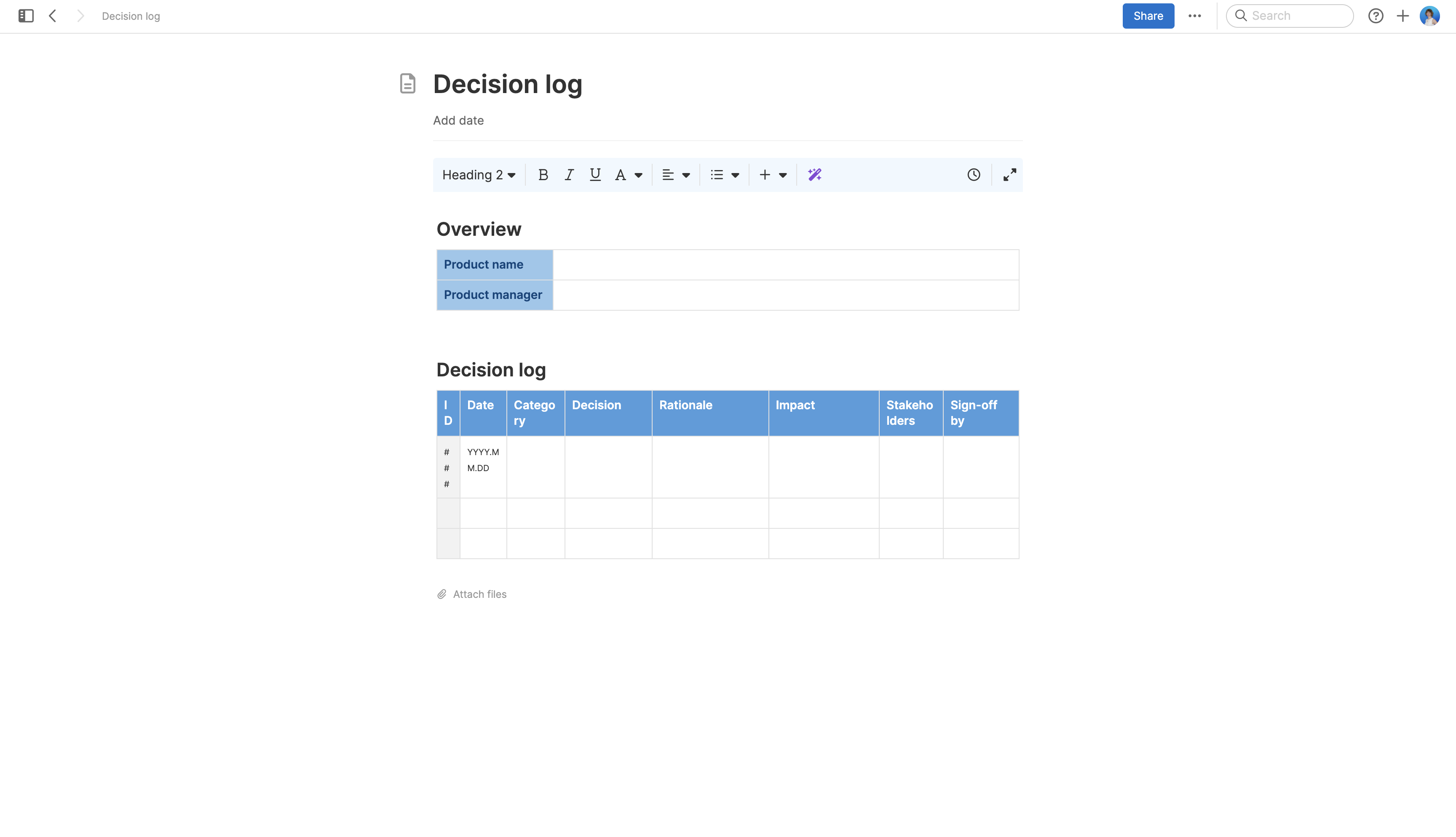 Decision Log Template | Try for Free
