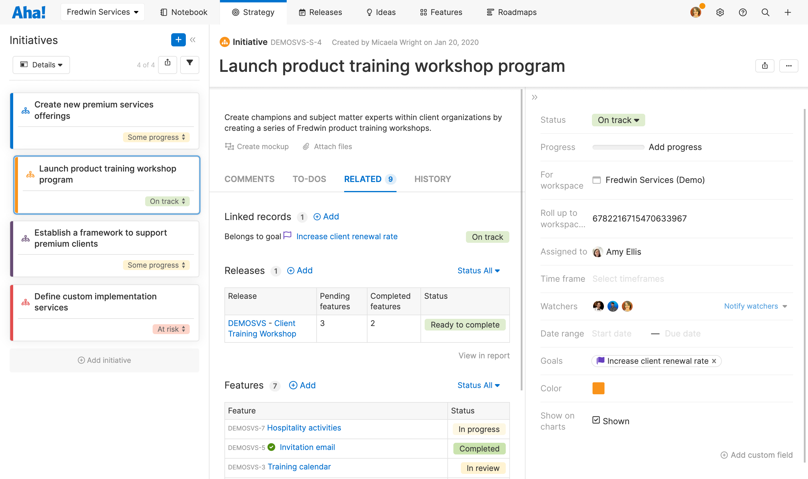Aha! Roadmaps | Explore a services workspace in your account | Aha ...