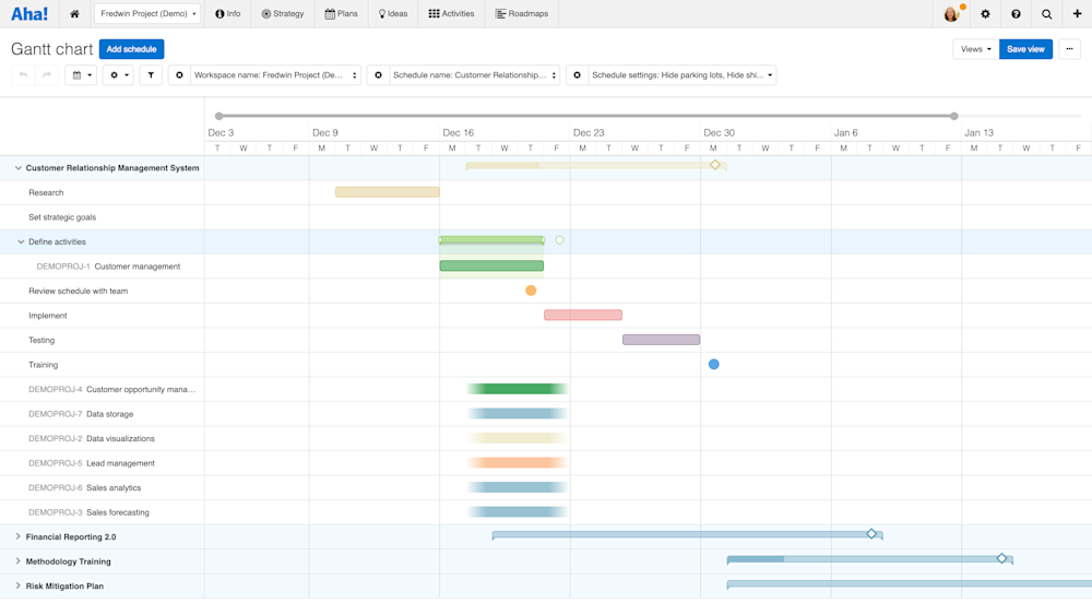 Aha! Roadmaps | Explore a project workspace in your account | Aha! software