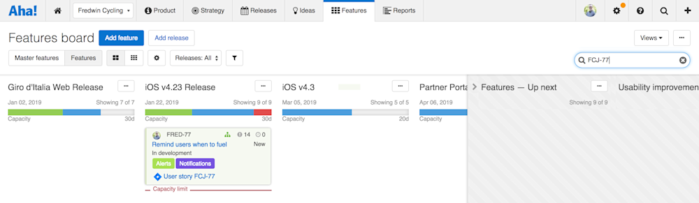 Just Launched! — New Search Bar on the Features Board | Aha!