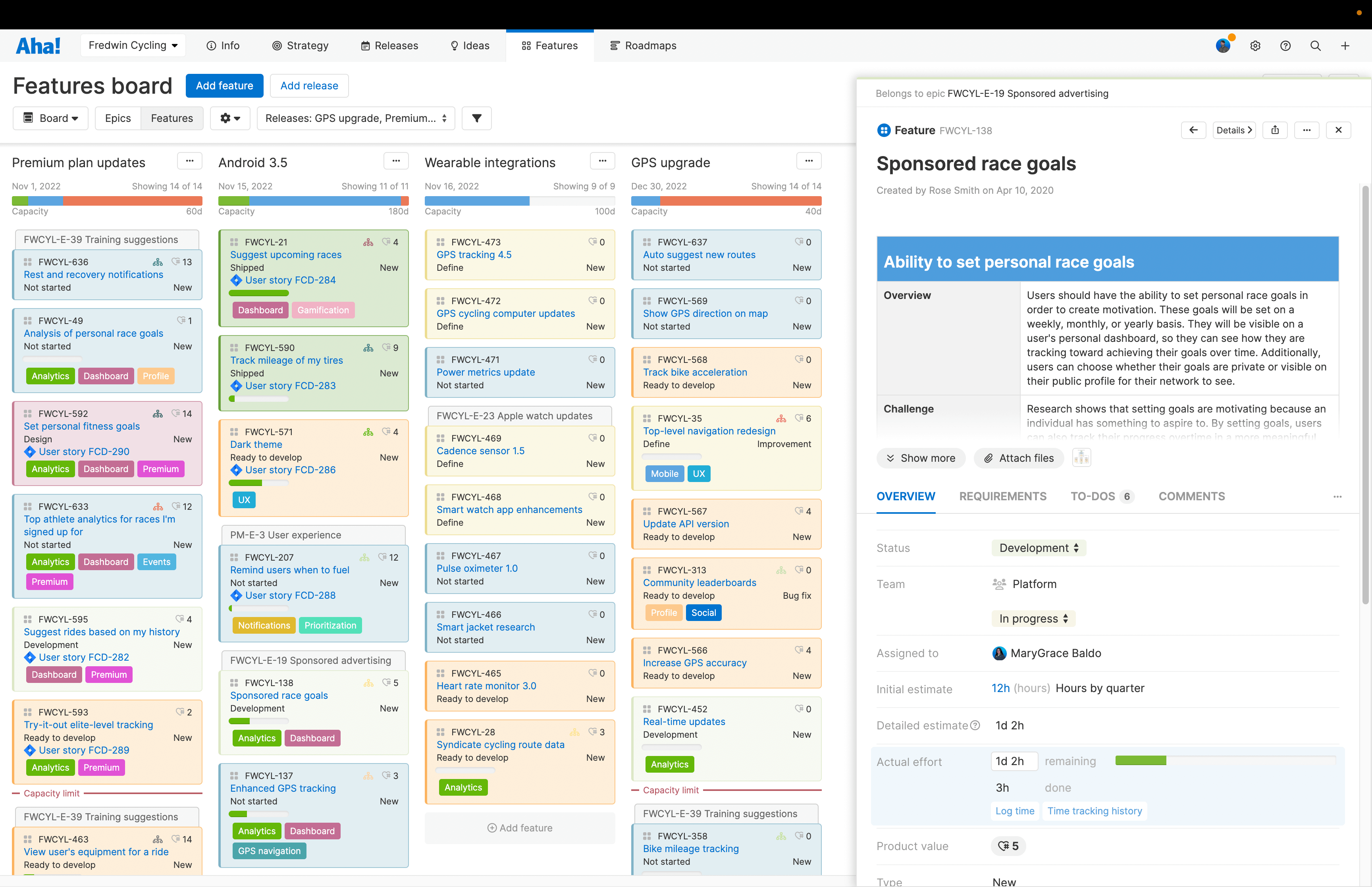 Aha! Roadmaps | Getting started with capacity planning (Enterprise+ ...