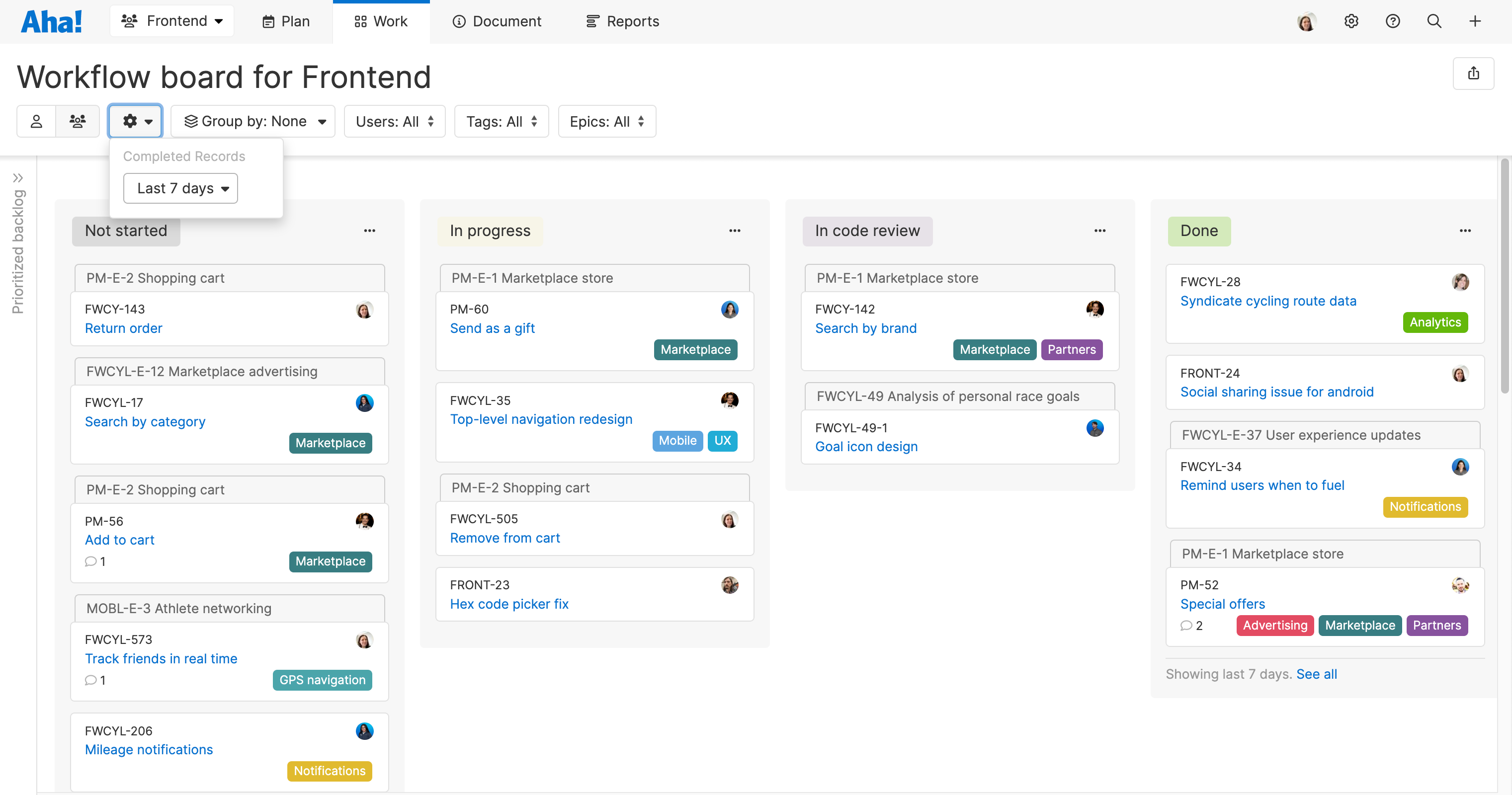 Improved Kanban Board in Aha! Develop | Aha! software
