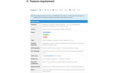 Feature requirement template - Create a Feature requirement | Aha! software
