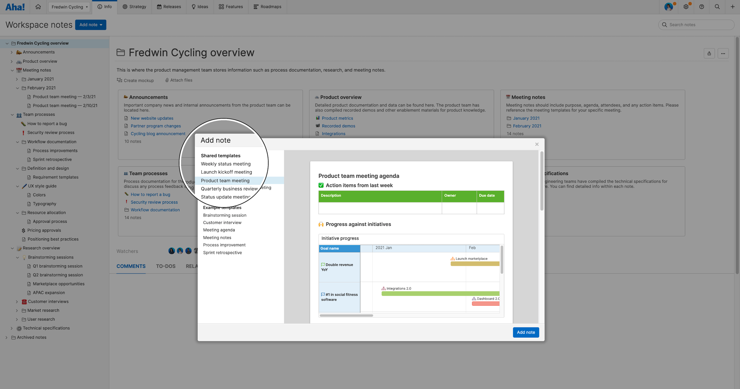 Create and Share Your Own Note Templates | Aha! software