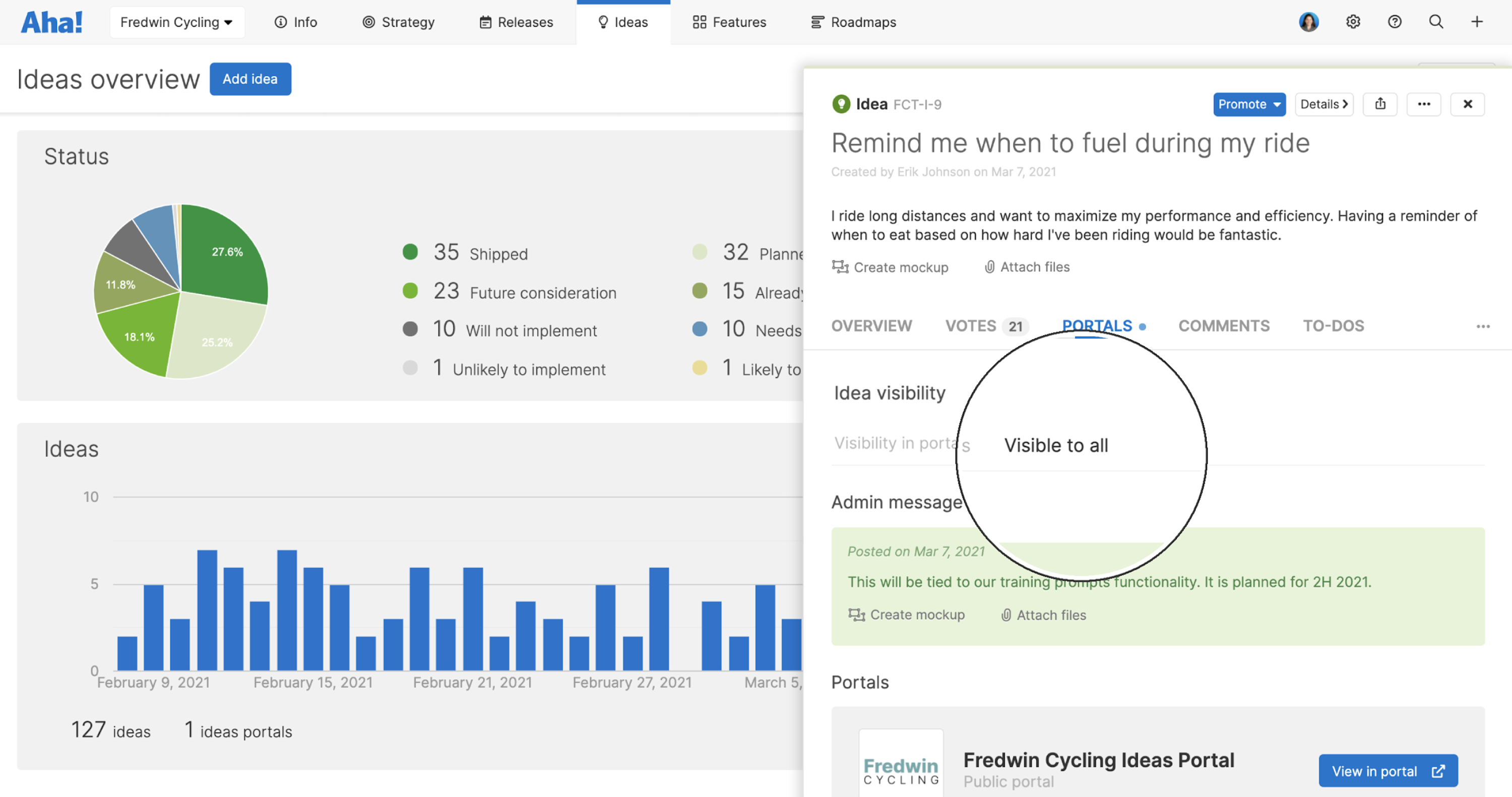 Enhanced Visibility Options for Ideas Portals | Aha! software