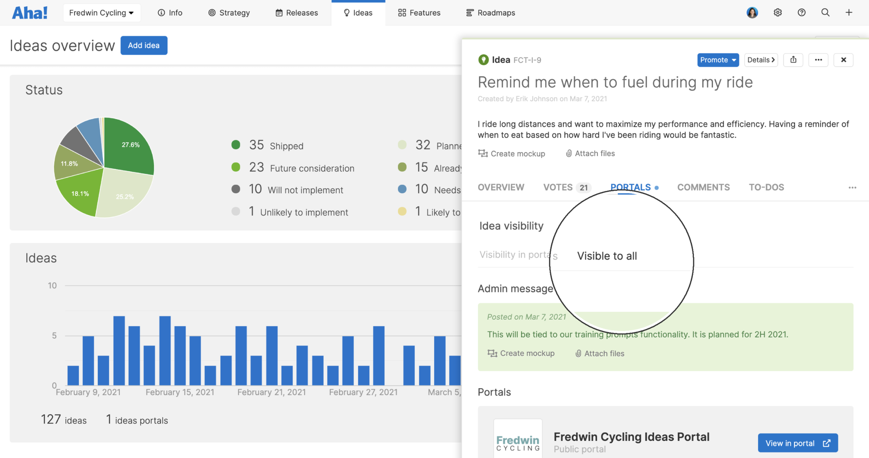 Enhanced Visibility Options for Ideas Portals | Aha! software
