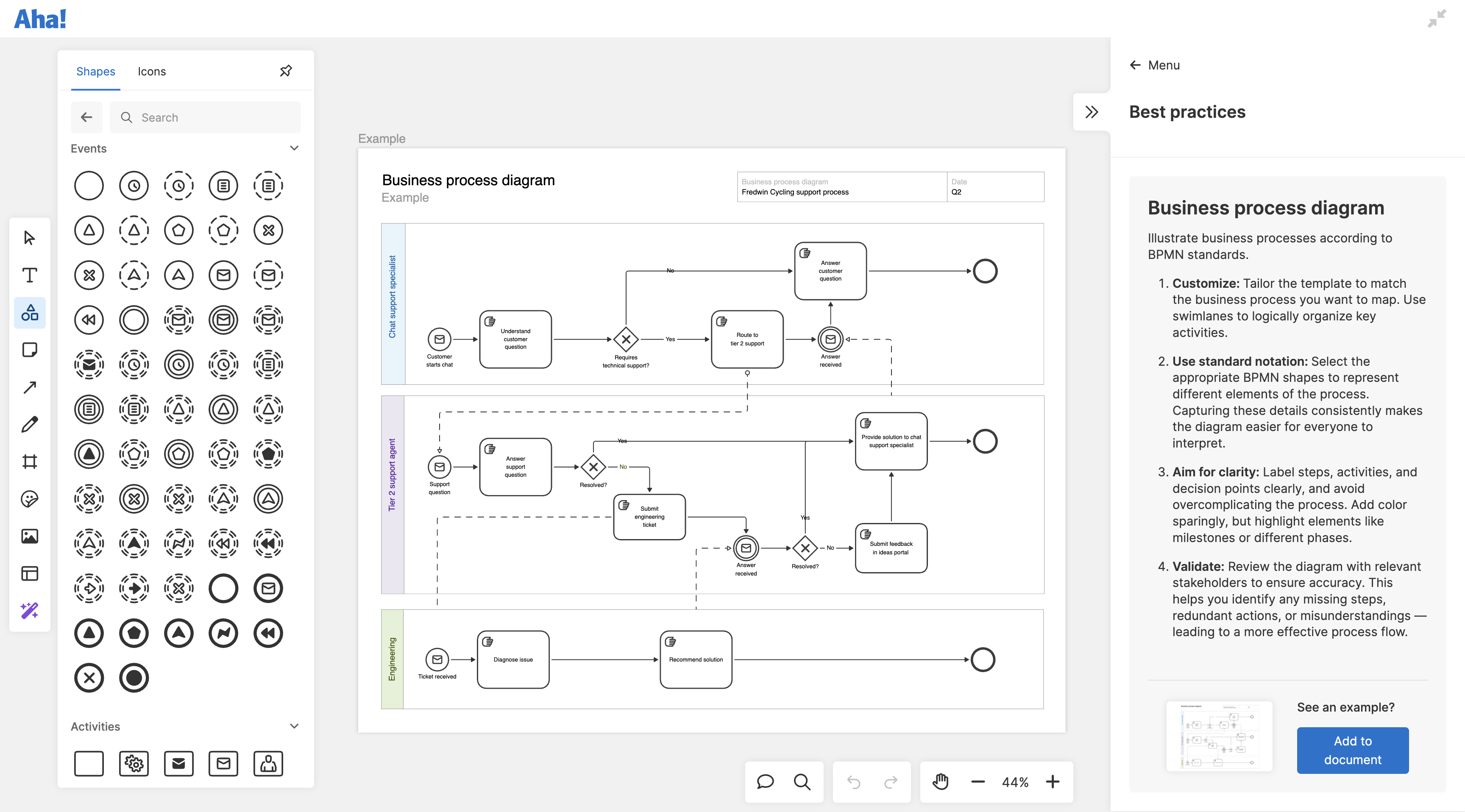 Aha! software use case — Capture technical specifications