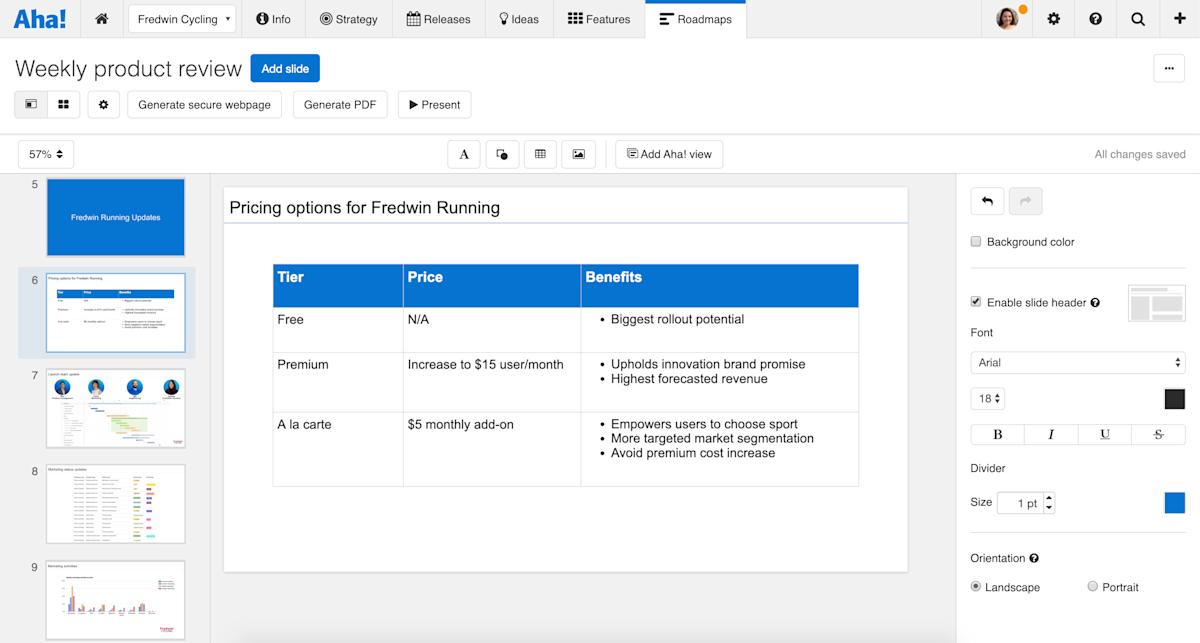 Just Launched! — Add Tables to Aha! Presentations | Aha! software