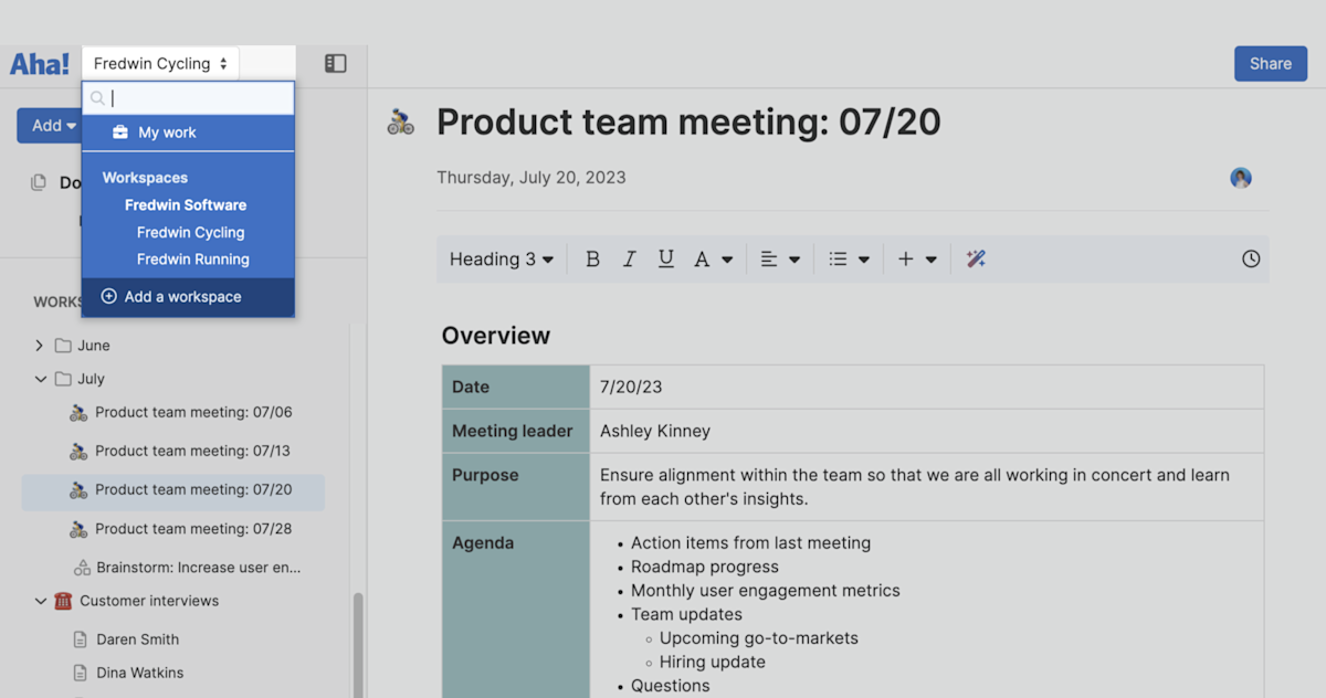 Introducing the Aha! Notebooks Advanced Plan for Teams | Aha! software