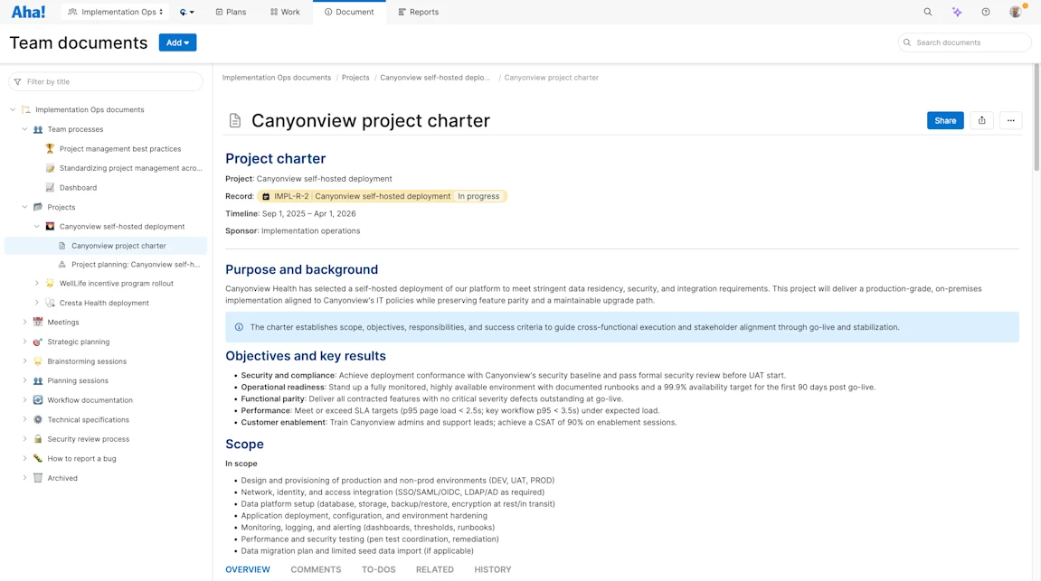 Aha! Teamwork Documents — Centralize Project Knowledge