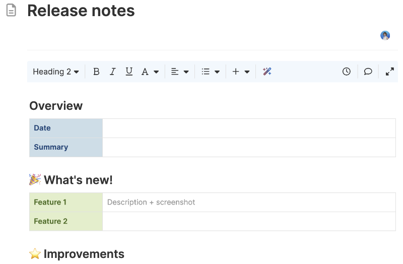 Release notes Template - Create a Release notes | Aha! software