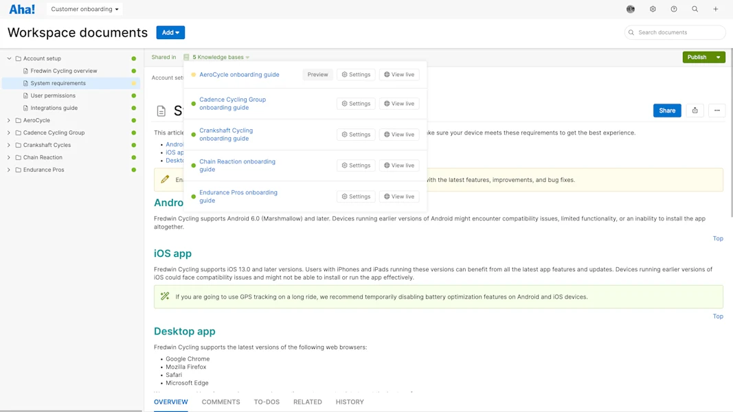 Aha! Roadmaps | Knowledge base documents (Aha! Knowledge Advanced)